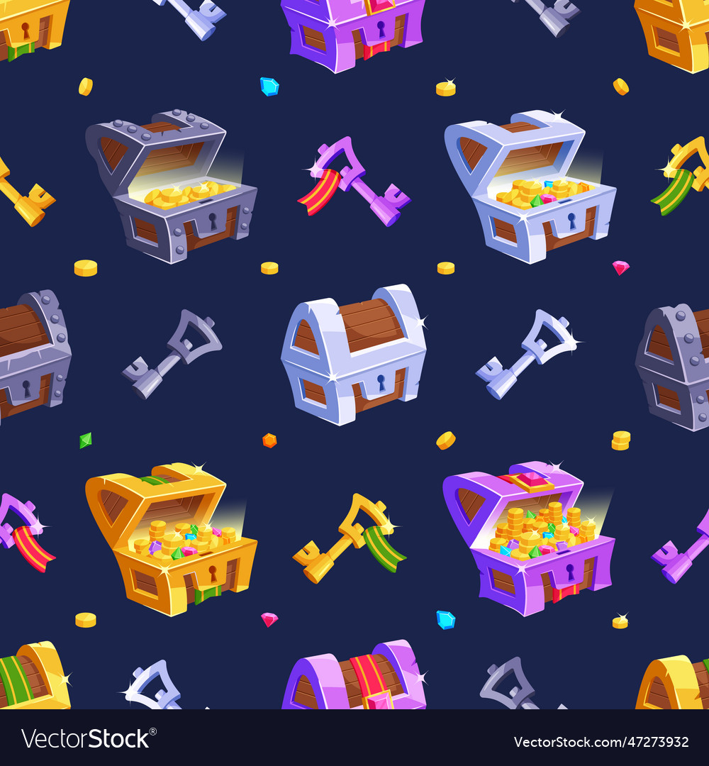 Seamless pattern featuring treasure chests Vector Image