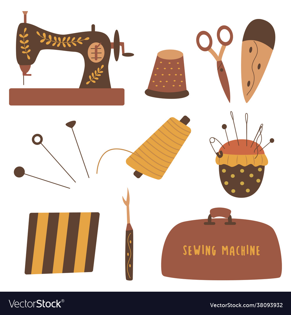 Set elements for sewing hand drawn Royalty Free Vector Image