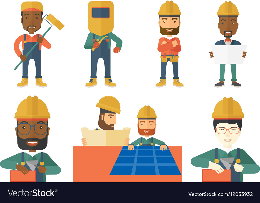 Set of constructors and builders characters Vector Image Set of constructors and builders characters Vector Image
