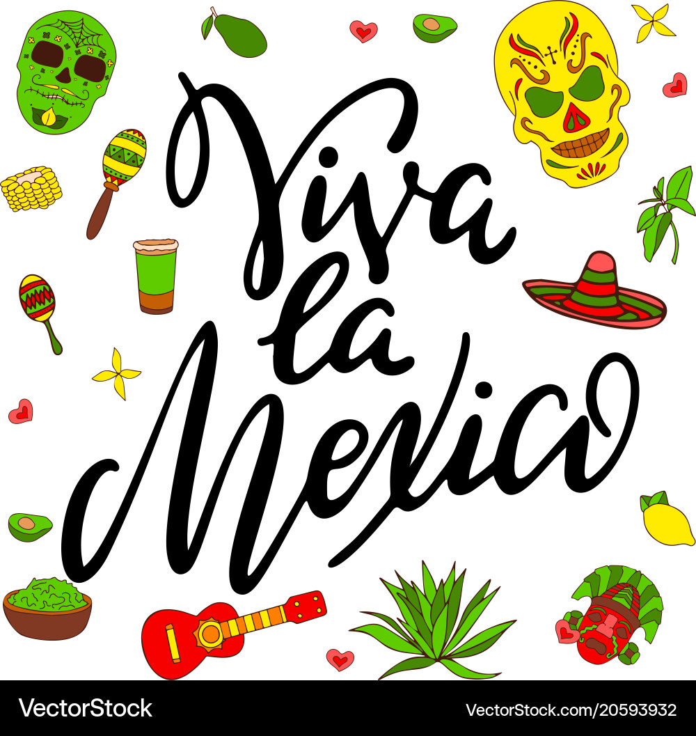 Traditional mexican phrase hand drawn lettering Vector Image