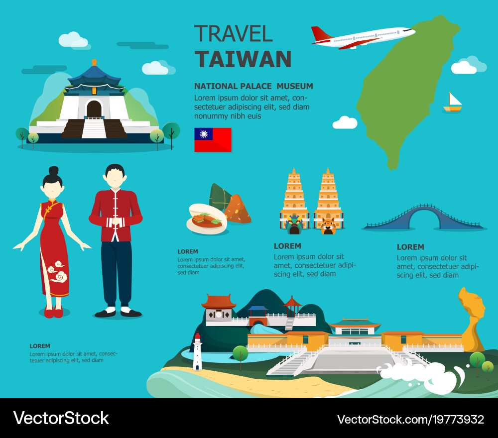 Traveling to taiwan landmarks map Royalty Free Vector Image