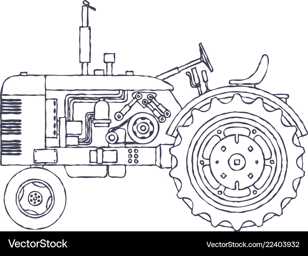 Vintage agricultural tractor isolated on white Vector Image