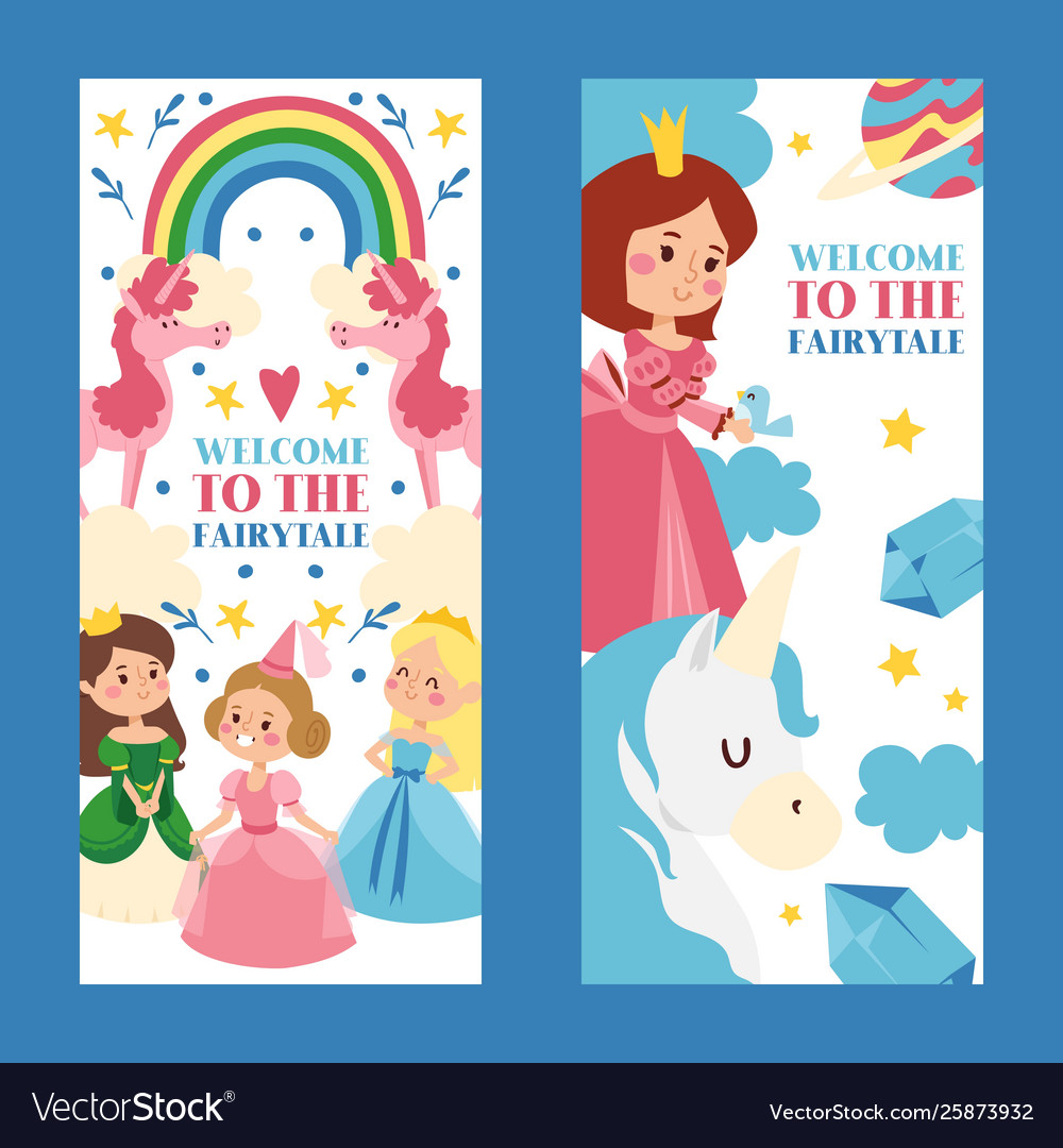 Welcome to fairytale set banners Royalty Free Vector Image