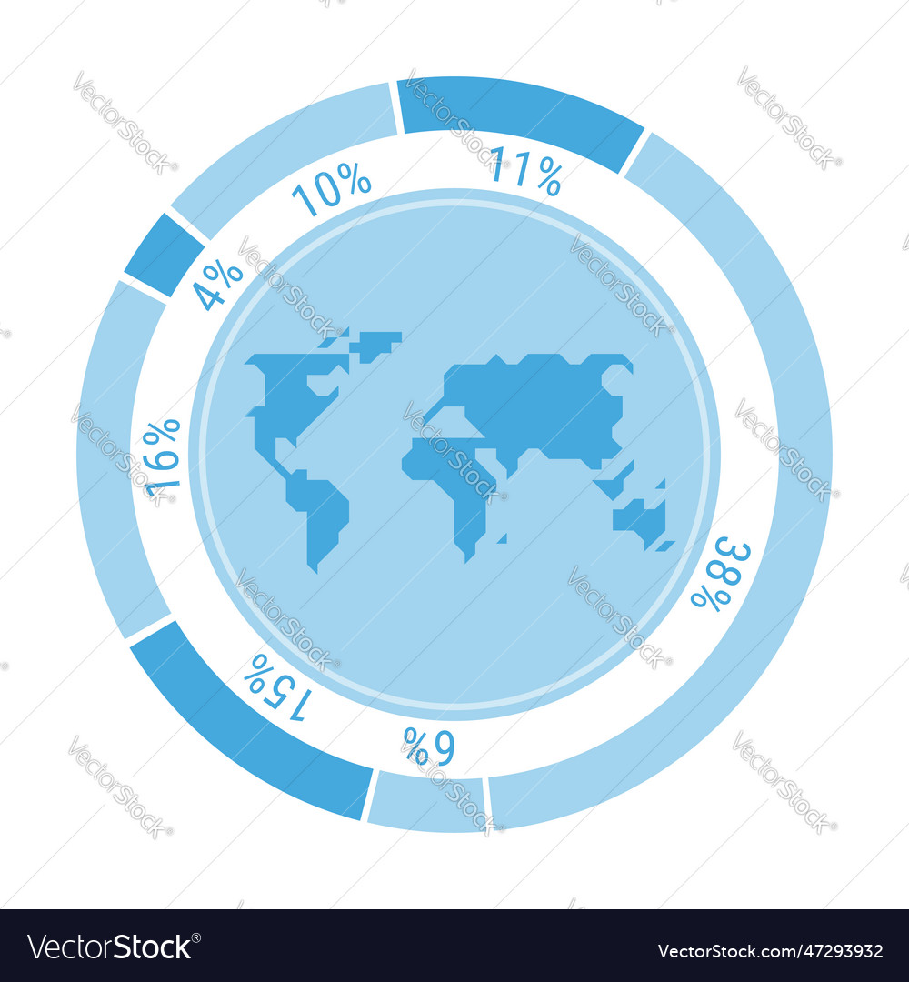 World statistics round circle chart icon flat Vector Image