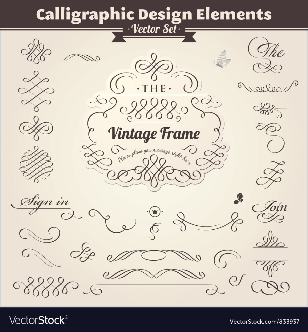 Calligraphic design elements Royalty Free Vector Image