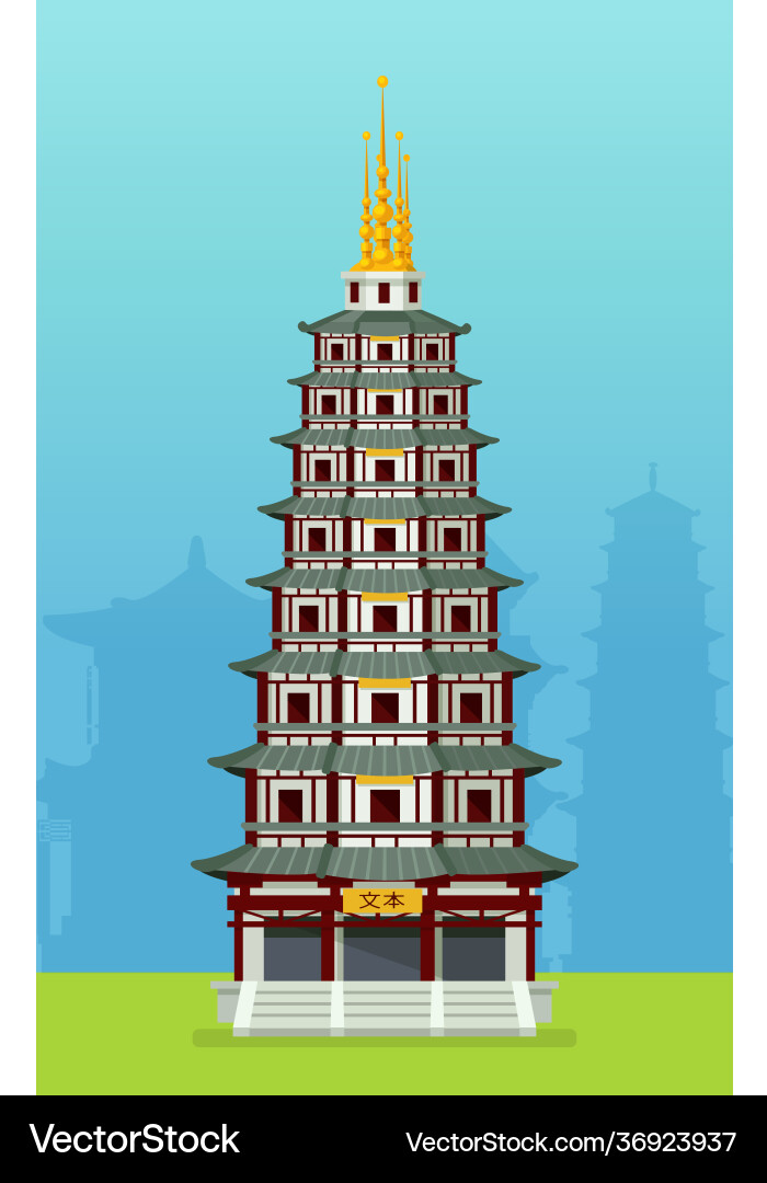 Chinese pagoda tower typical building Royalty Free Vector