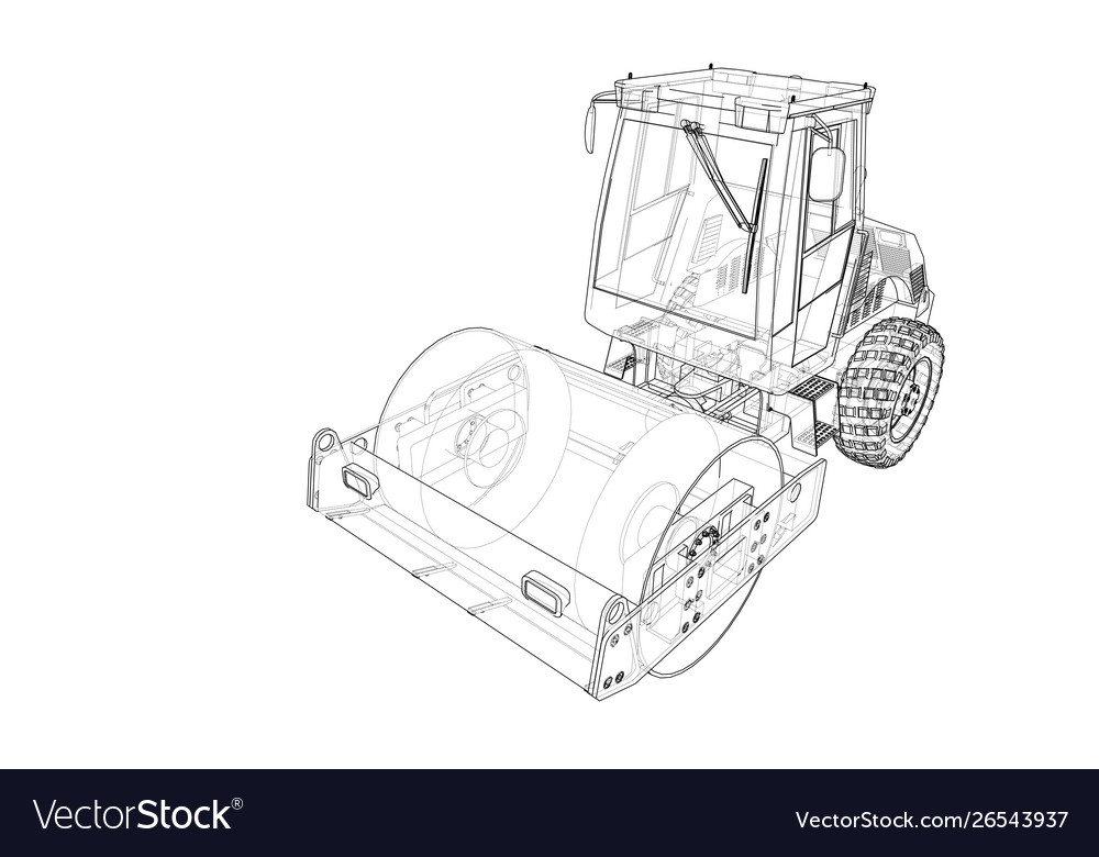 Construction machine asphalt compactor Royalty Free Vector