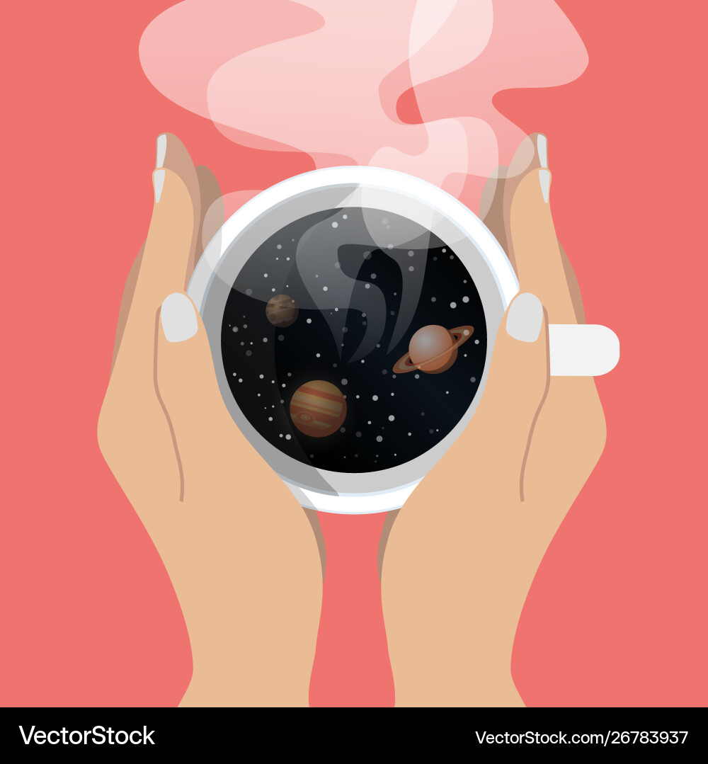 Cup fresh coffee top view Royalty Free Vector Image