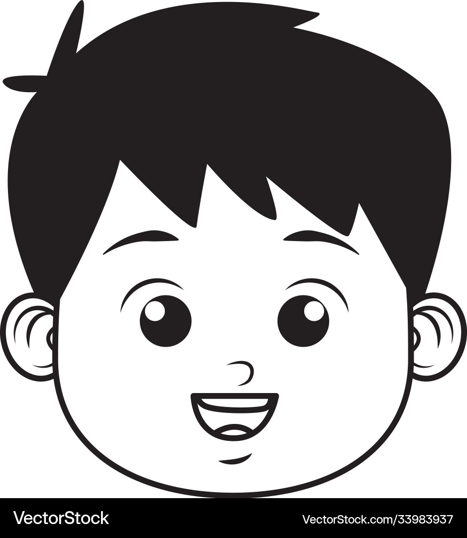 Cute little boy student head character line style Vector Image