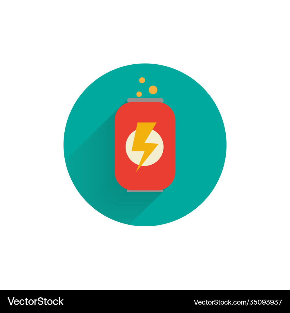 Energy drink colorful flat icon with long shadow Vector Image