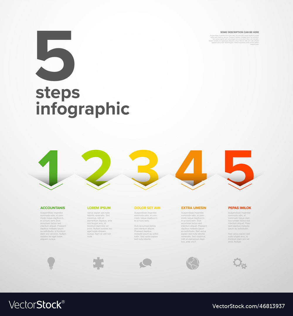 Five steps progress template with big arrows Vector Image