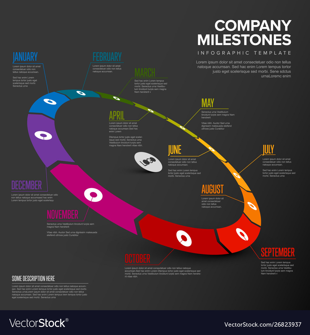Full year circular timeline template Royalty Free Vector Full year circular timeline template Royalty Free Vector