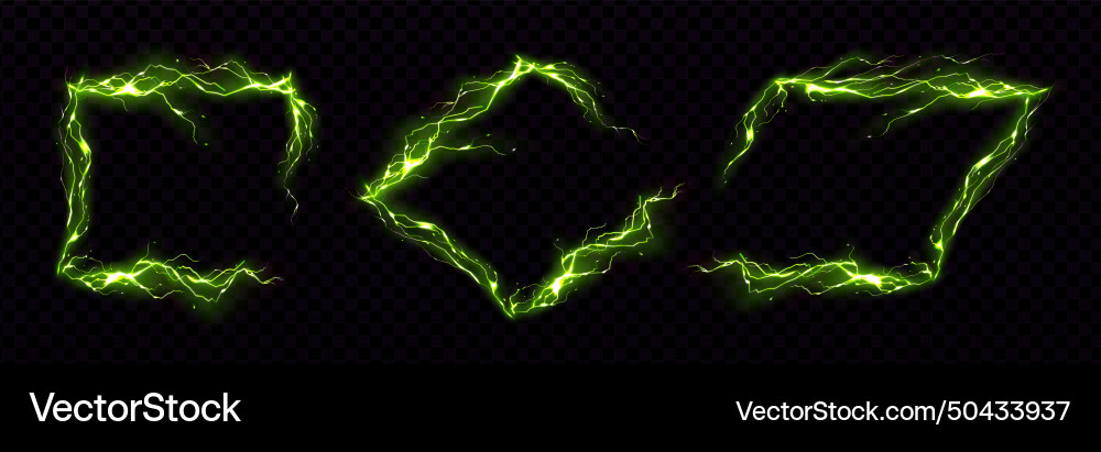 Green frames made of glowing neon lightning Vector Image