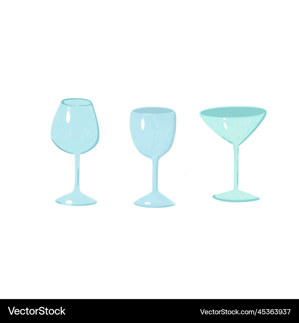 Hand drawn of glassware in simple Royalty Free Vector Image