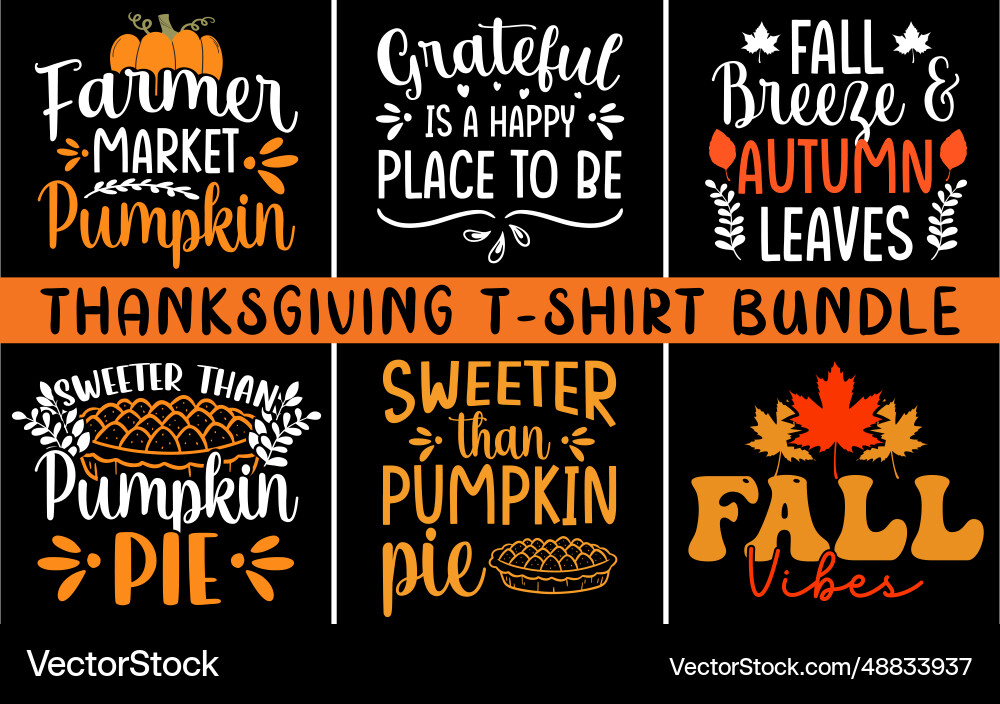 Happy thanksgiving svg t-shirt bundle Royalty Free Vector