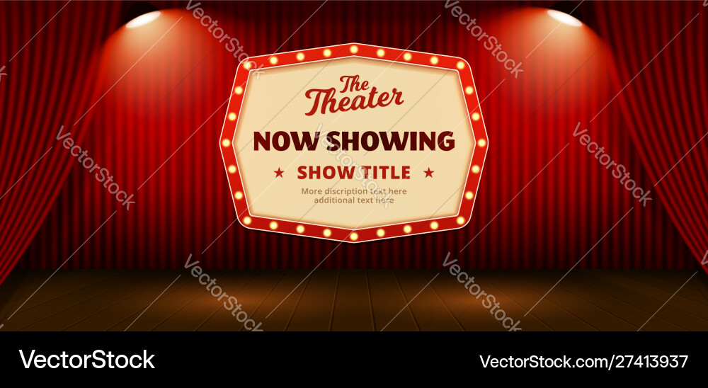 Now showing retro classic sign board background Vector Image