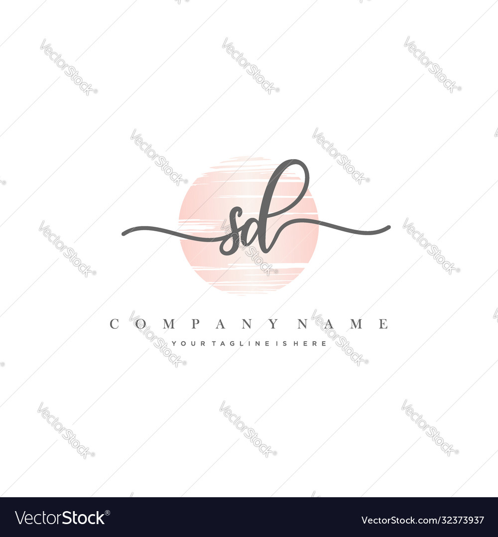Sd initial handwriting logo Royalty Free Vector Image