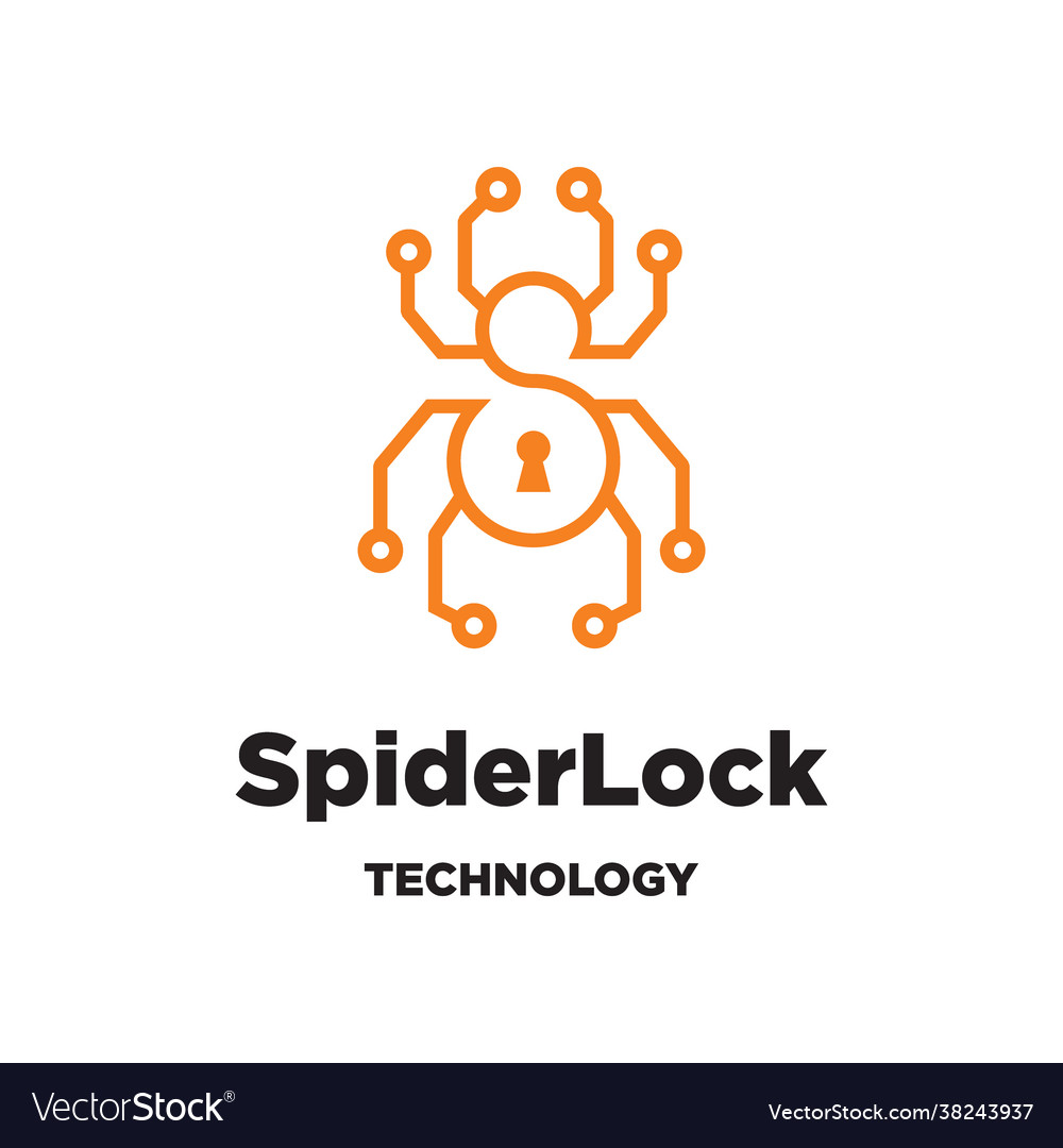 Spider lock logo Royalty Free Vector Image - VectorStock