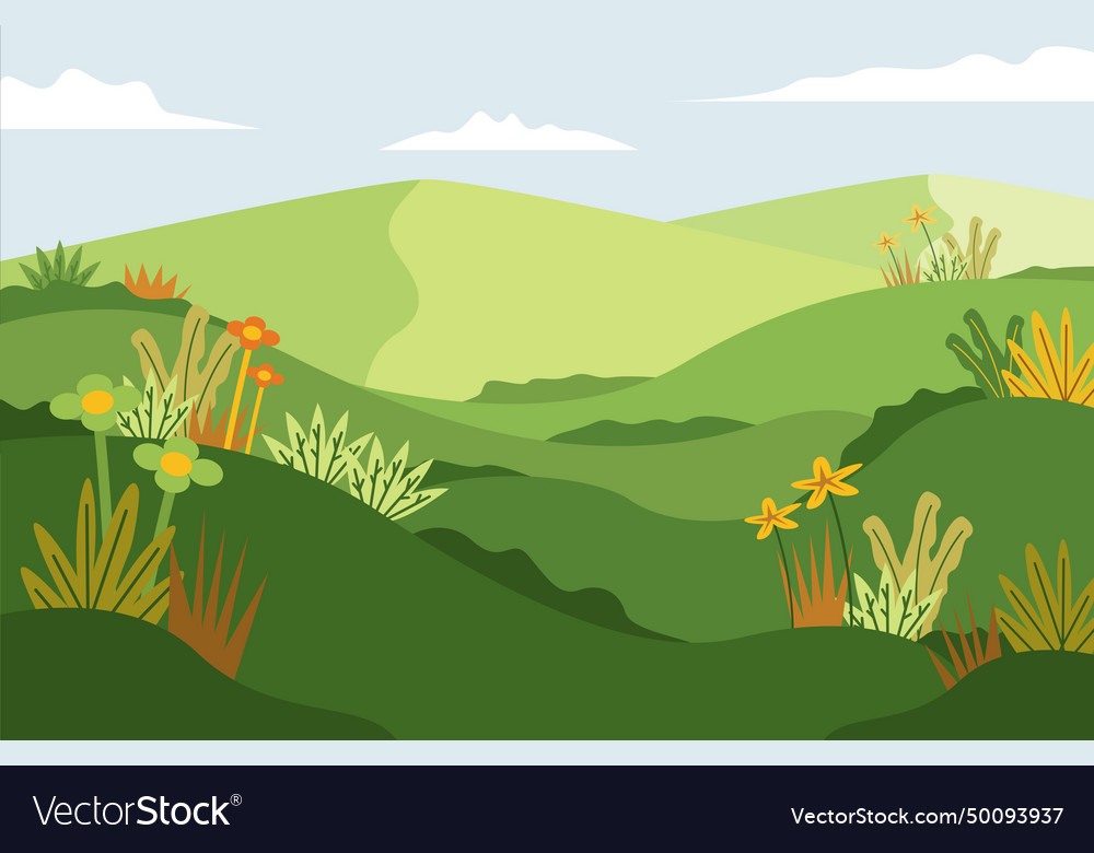 Spring landscape view flat Royalty Free Vector Image
