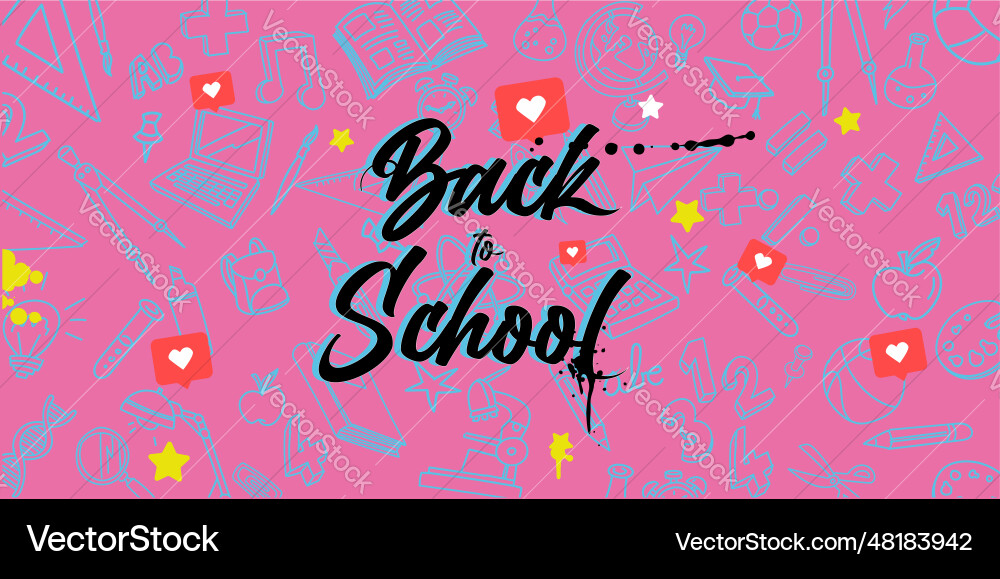 Back to school on pink background banner Vector Image