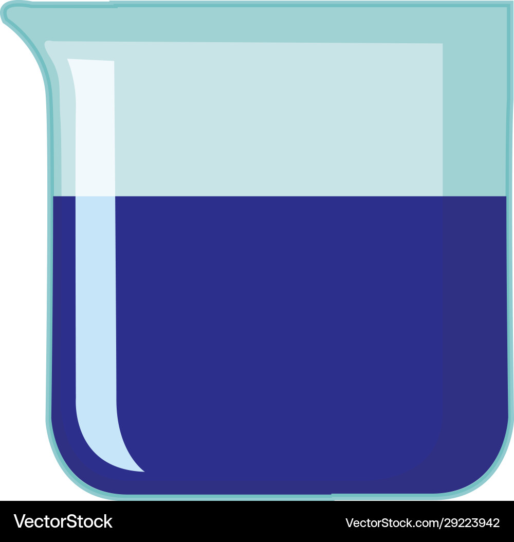 Beaker filled with blue chemical on isolated Vector Image