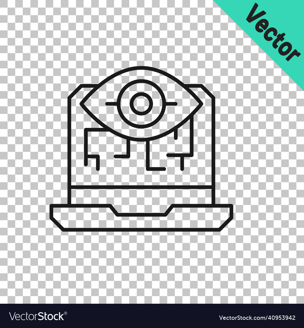 Black line computer vision icon isolated Vector Image