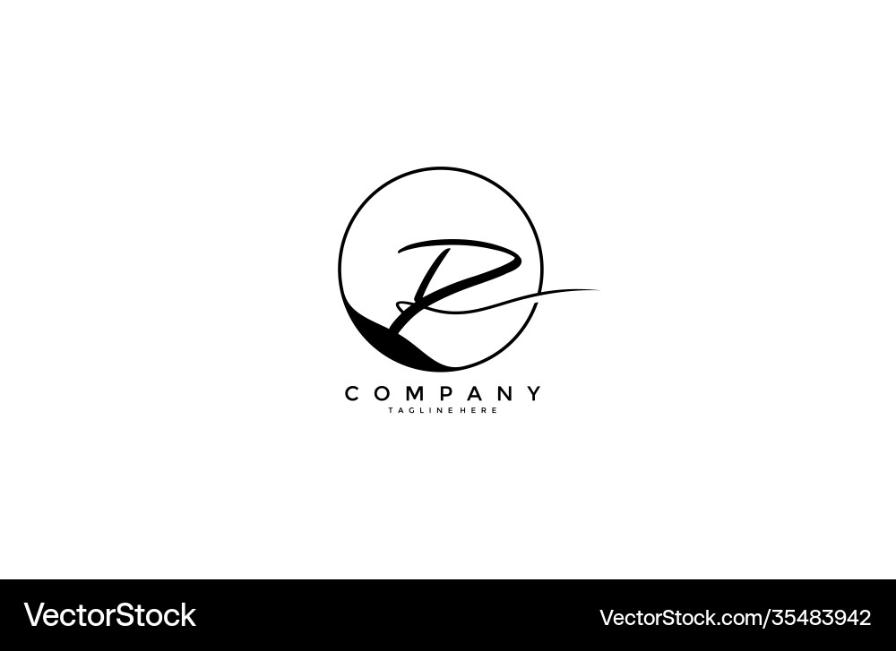 Circle calligraphy signature letter d logotype Vector Image