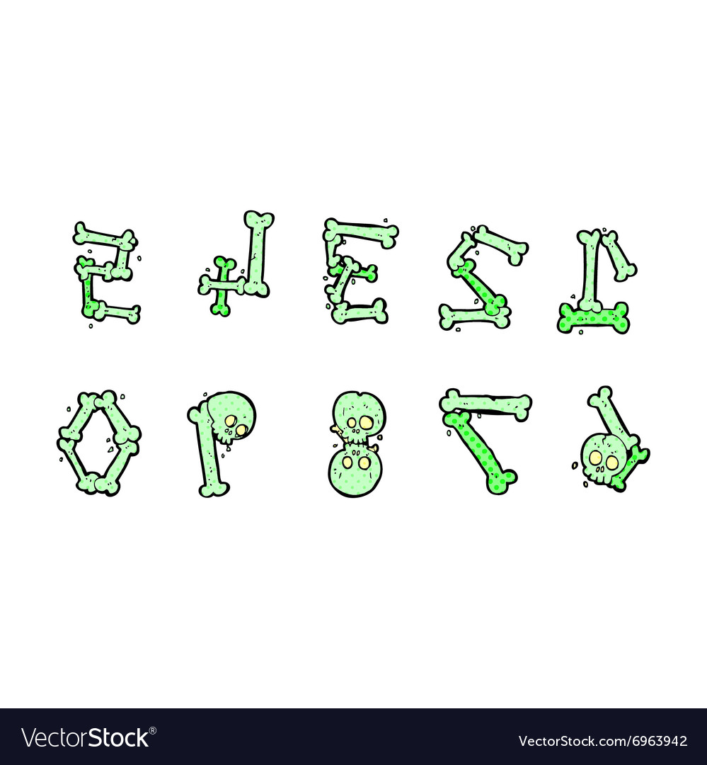 Comic cartoon bone numbers Royalty Free Vector Image