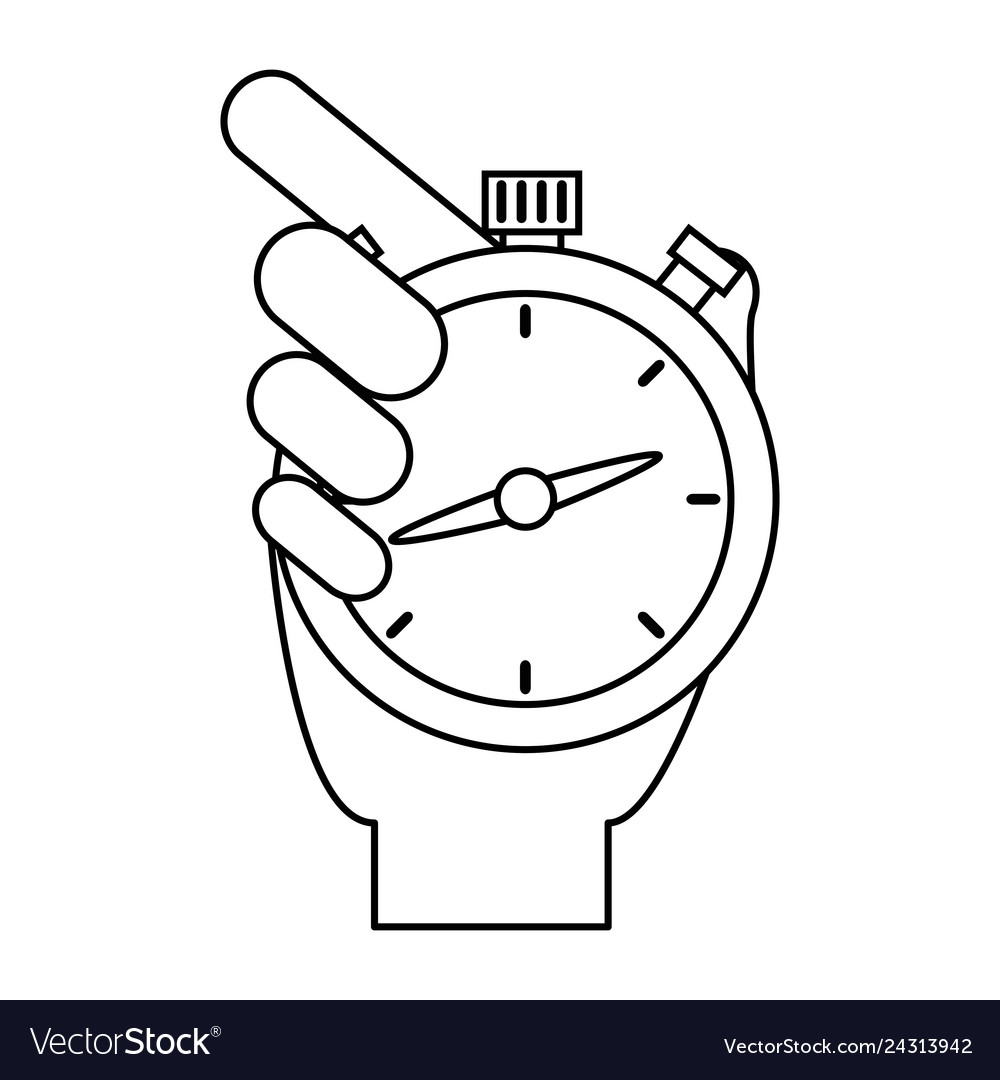 Hand with chronometer timer Royalty Free Vector Image