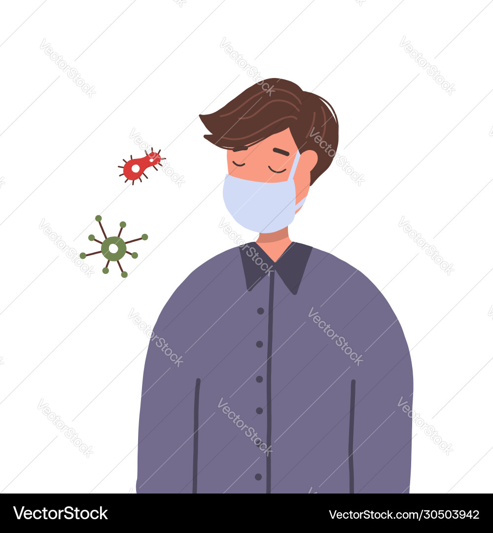 Man in medical mask Royalty Free Vector Image - VectorStock