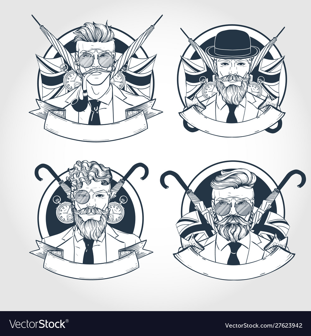Set british men Royalty Free Vector Image - VectorStock