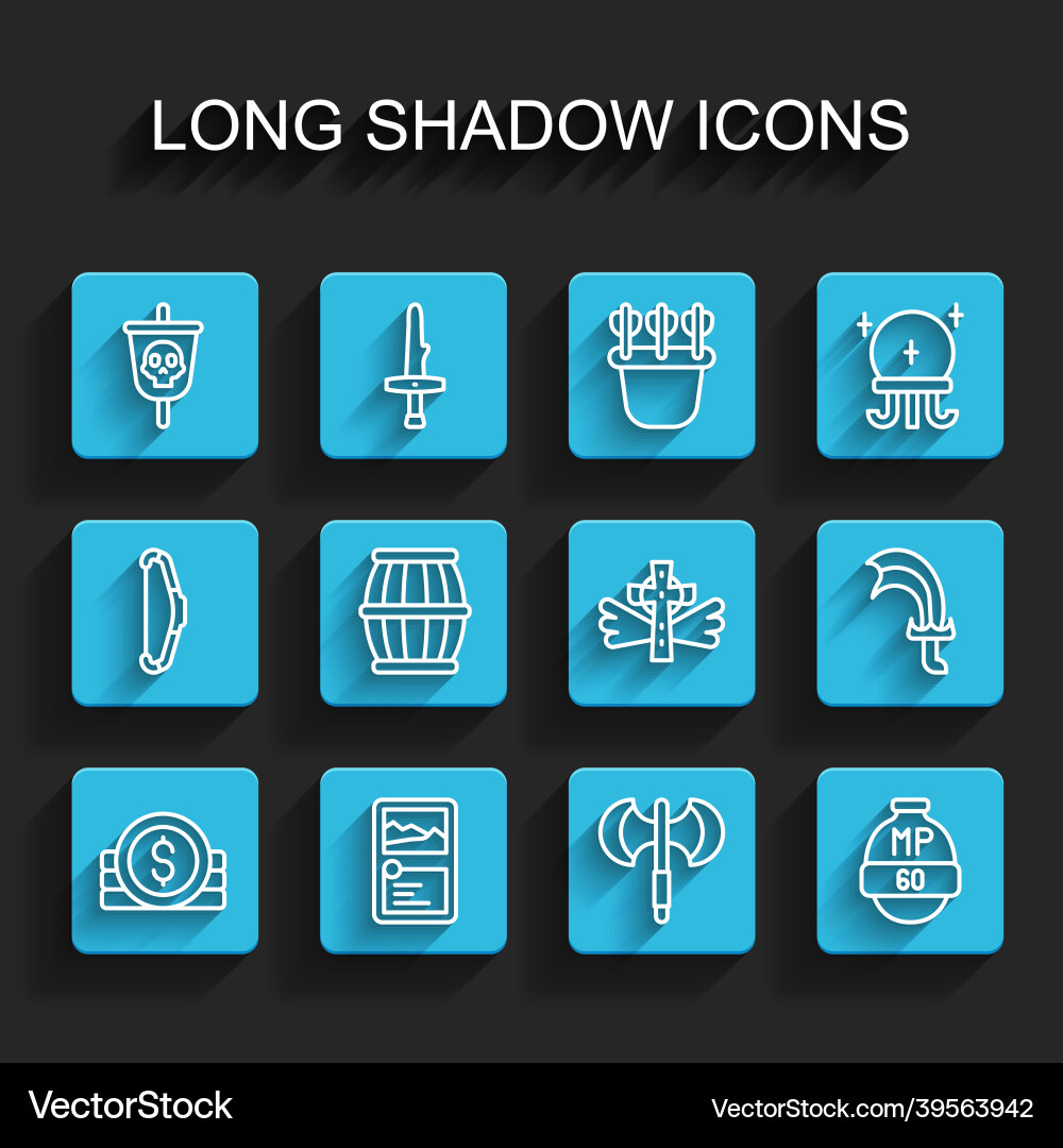 Set line ancient coin card game collection Vector Image