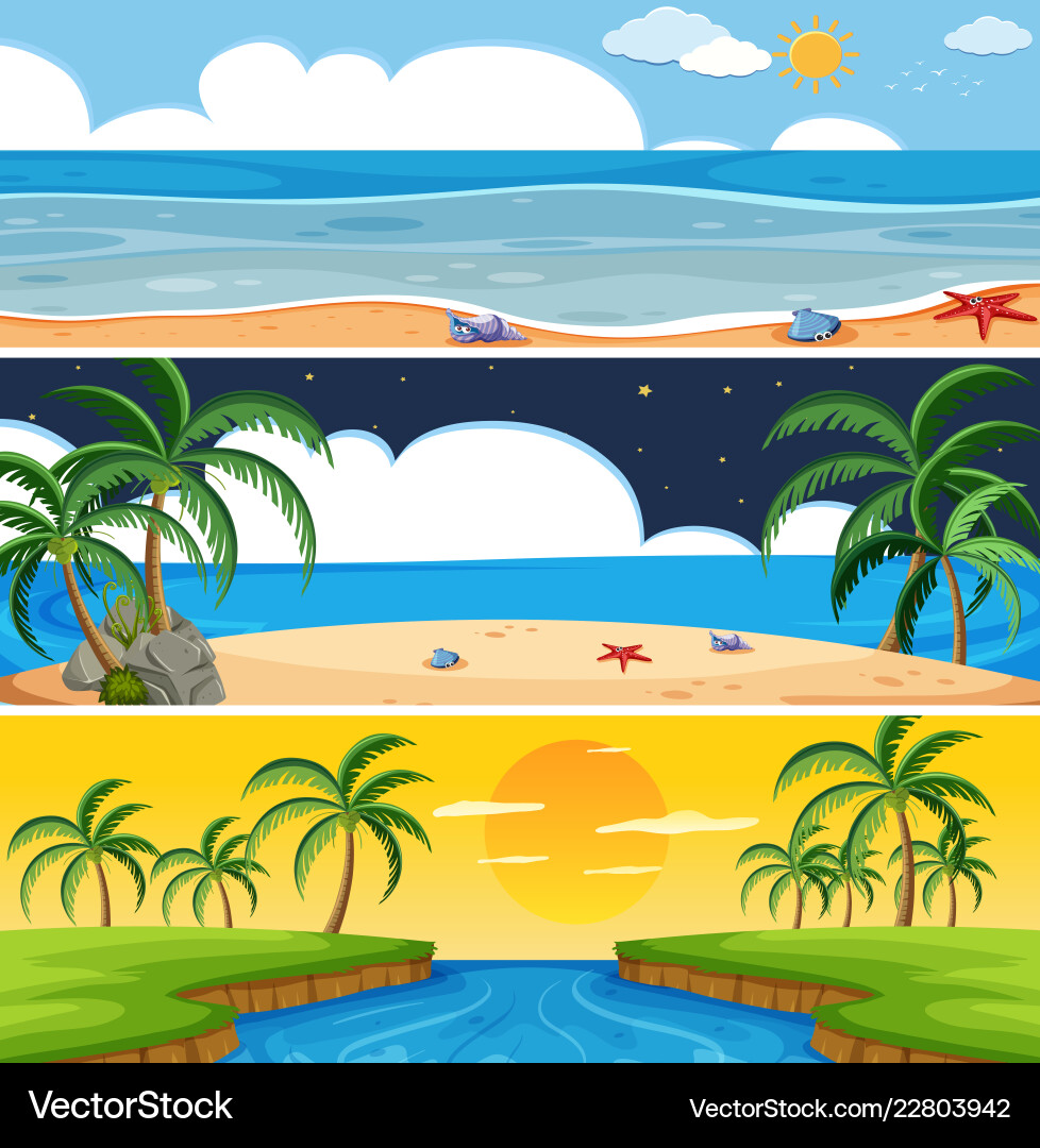 Set of summer beach landscape Royalty Free Vector Image
