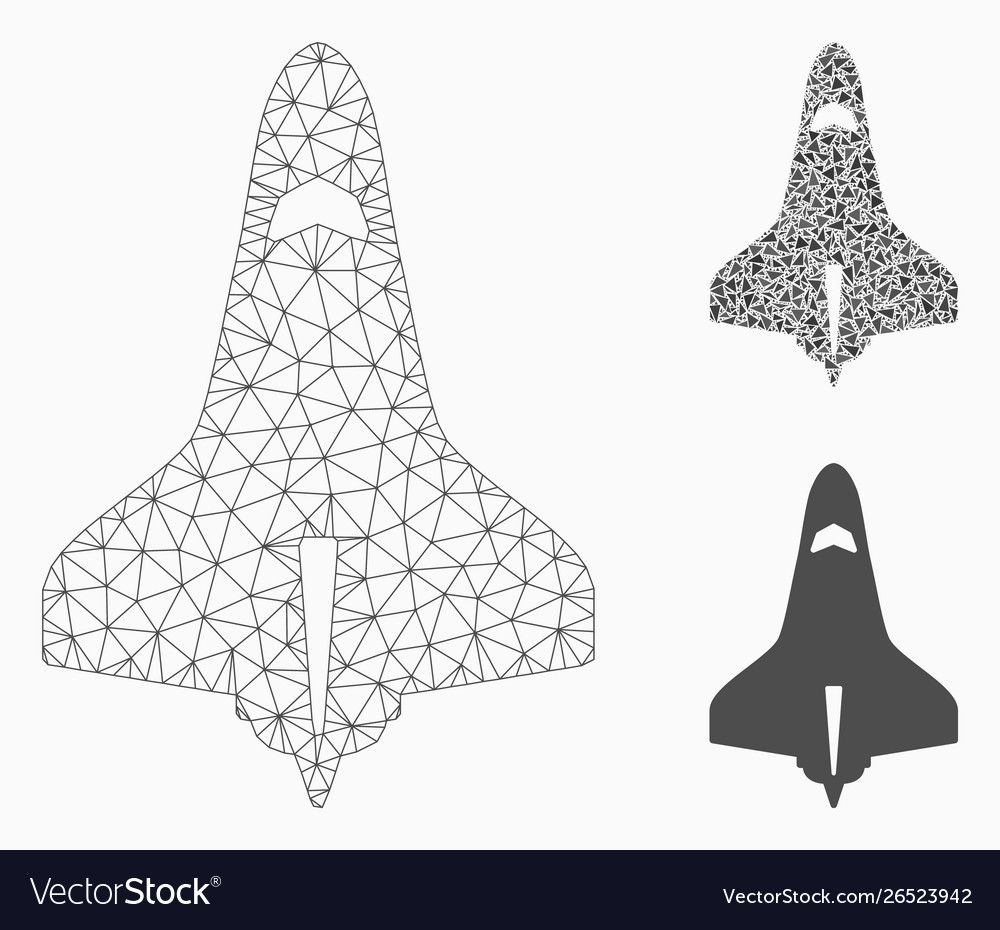 Space shuttle mesh wire frame model Royalty Free Vector