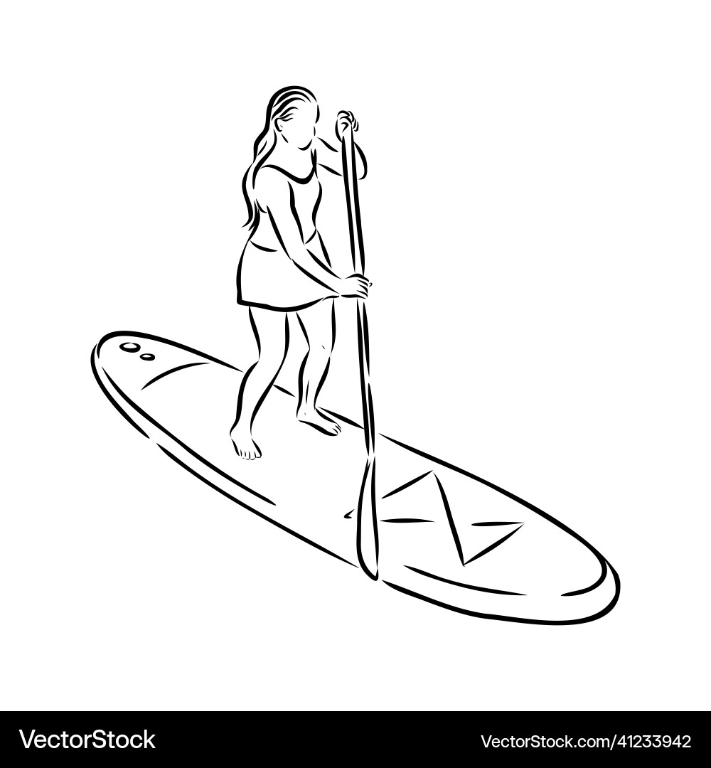 Stand up paddle surfing boarding single female Vector Image