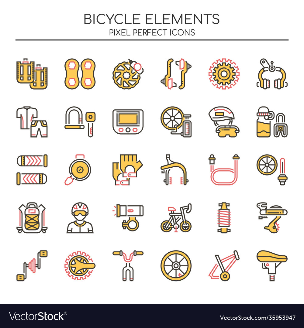 Bicycle elements thin line and pixel perfect Vector Image