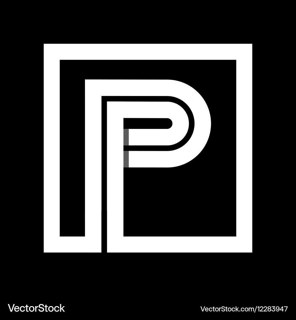 Capital letter p from white stripe enclosed Vector Image