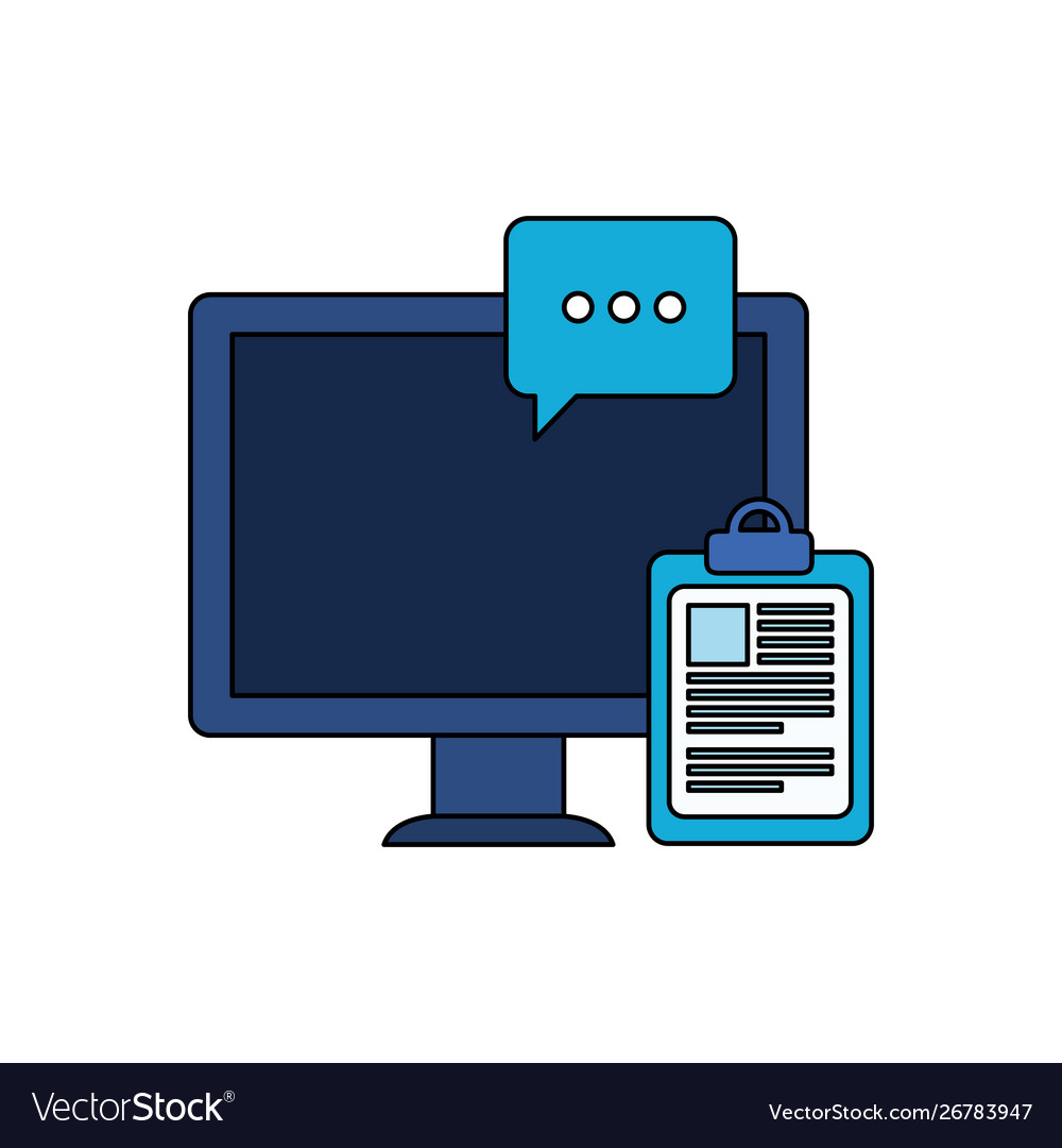Desktop computer with speech bubble Royalty Free Vector