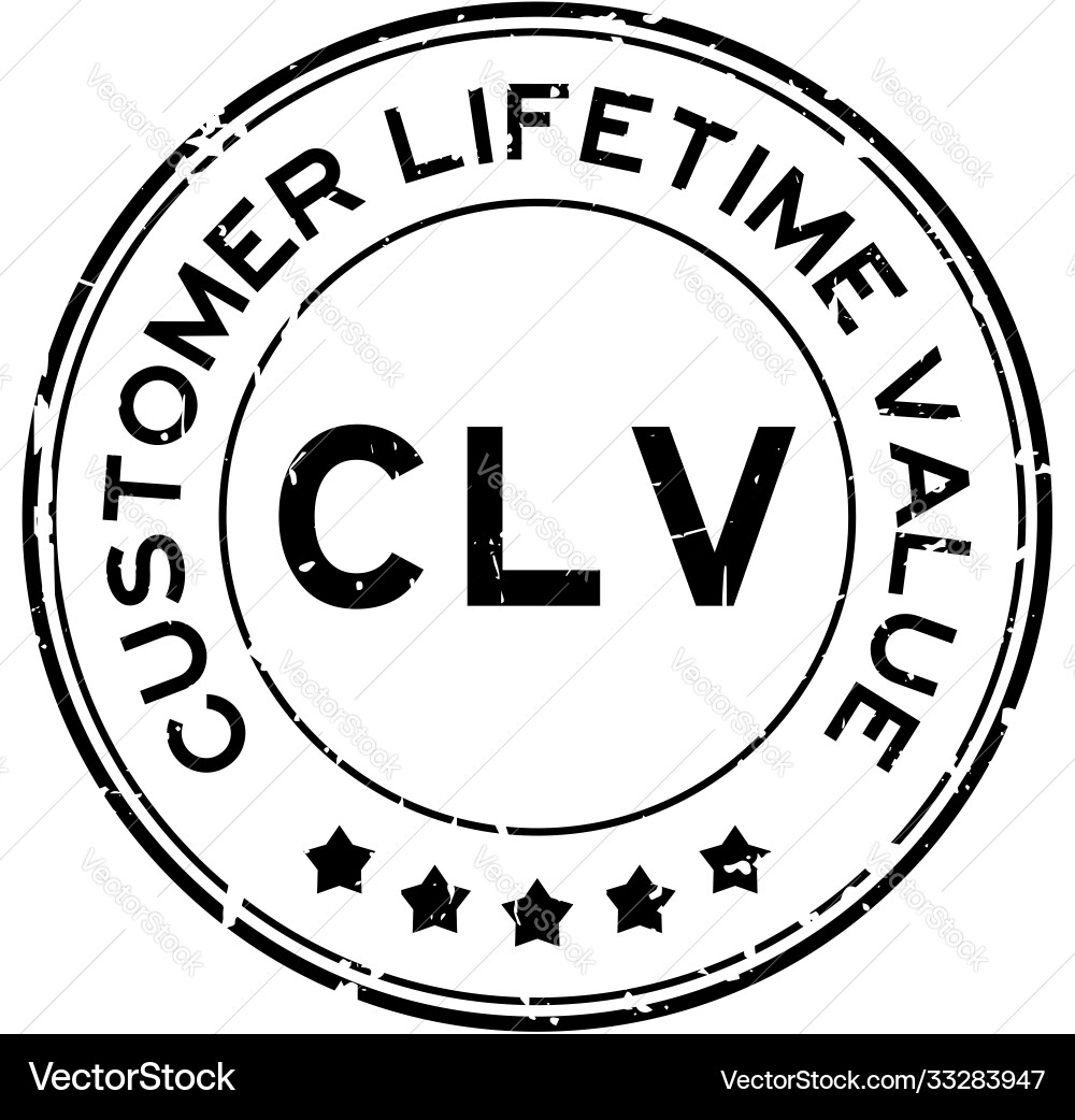 Grunge black clv customer lifetime value word Vector Image
