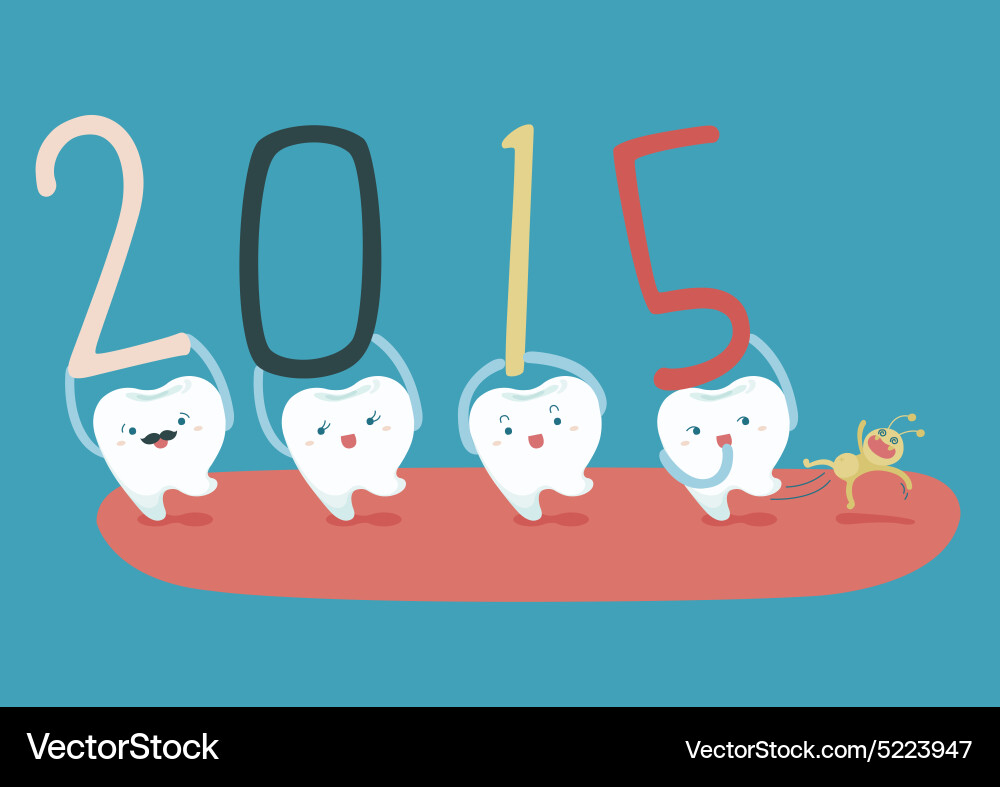 Happy new years of teeth Royalty Free Vector Image