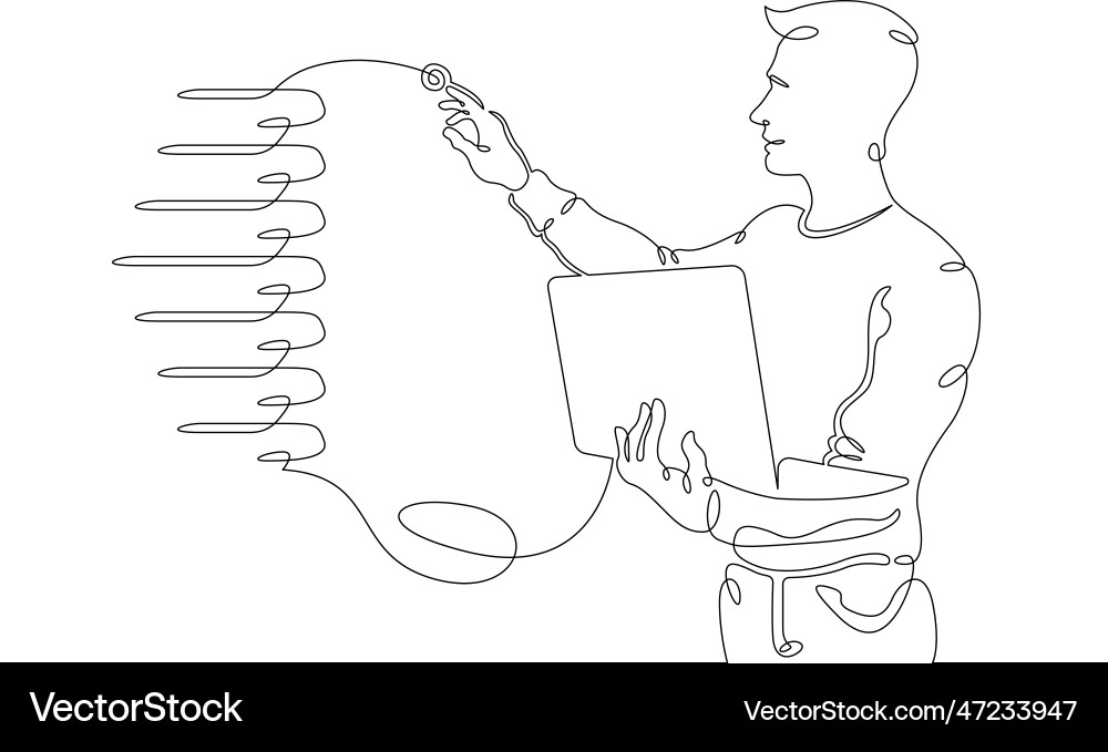 It specialist is holding a laptop data center Vector Image