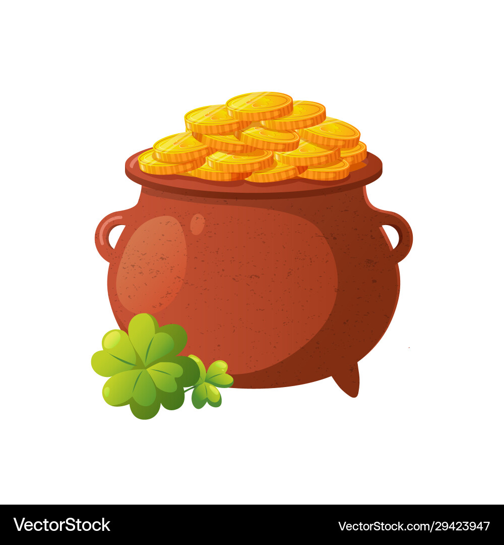 Leprechaun pot with golden coins Royalty Free Vector Image
