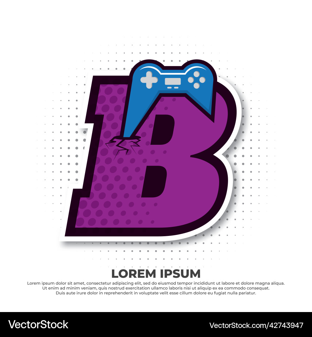 Letter b with game icon gaming console esport Vector Image