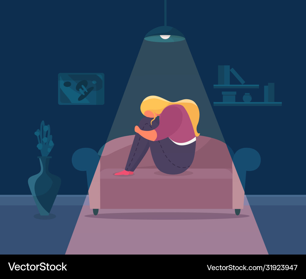 Loneliness depressed girl Royalty Free Vector Image