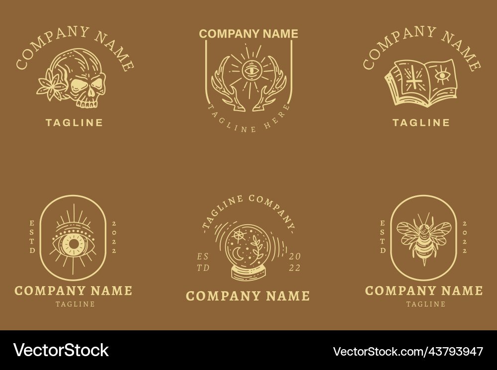 Mystical gold logo symbol templates element brown Vector Image