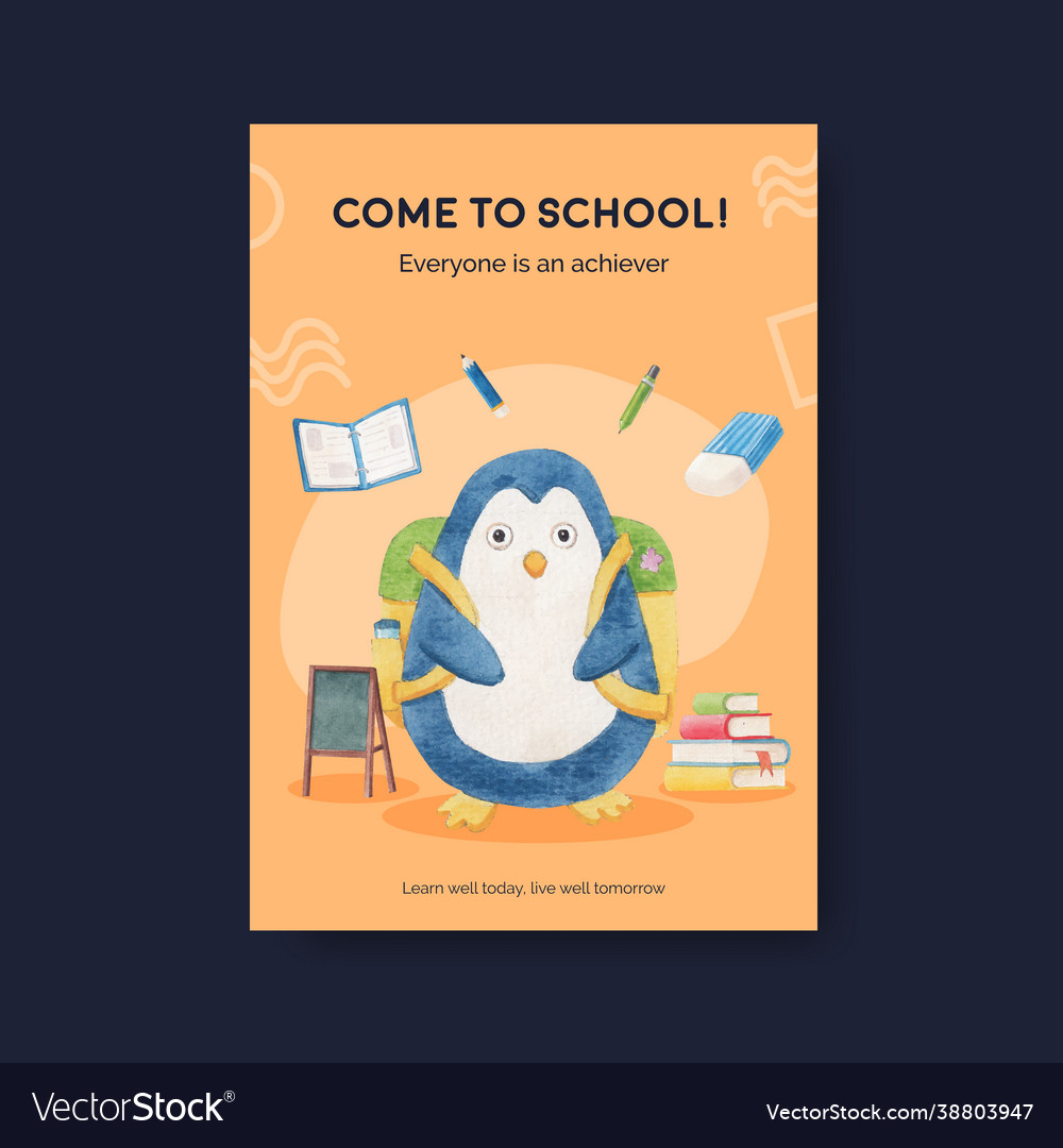 Poster template with back to school and cute Vector Image