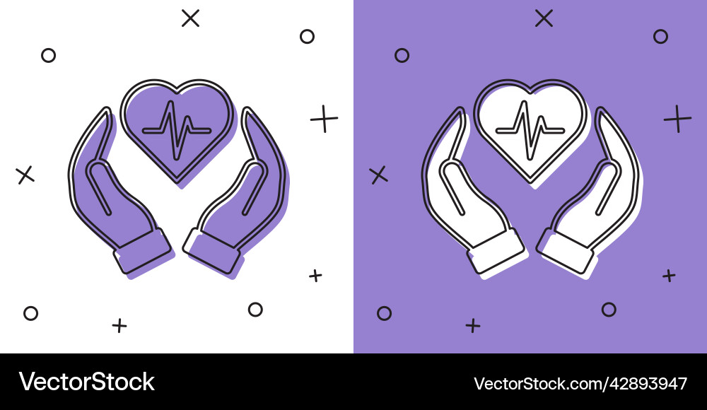 Set life insurance icon isolated on white Vector Image