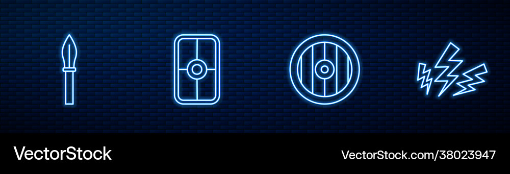 Set line greek shield medieval spear and zeus Vector Image