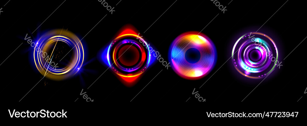 Set of round light flares with light glow Vector Image
