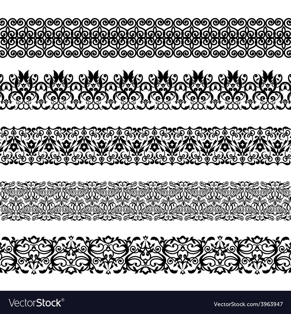 Set repeating borders Royalty Free Vector Image